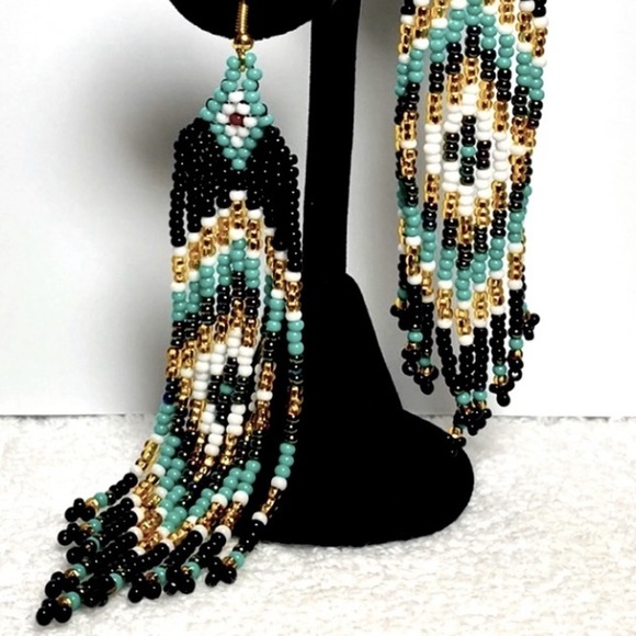 Terra Designs | Jewelry | Luxury Hand Crafted Beaded Earrings Chandelier 4 Quality Materials ...